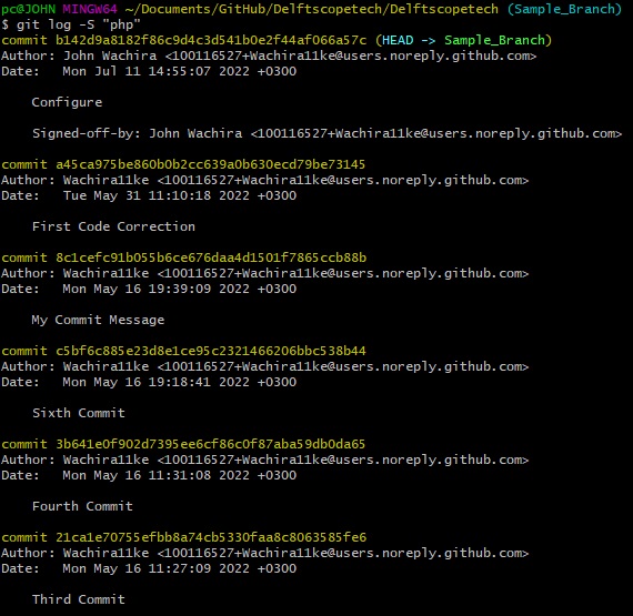 Search For Specific String In The Git Commit History Delft Stack